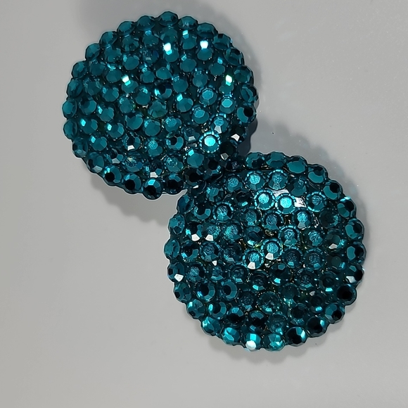 Jewelry | Vintage Teal Rhinestone Earrings | Poshmark